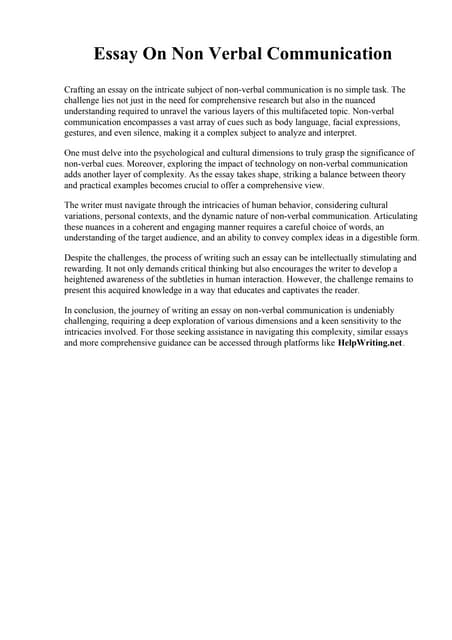 Nonverbal Communication Essay. Central Baptist College | PDF