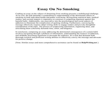 Essay On No Smoking. Why you should stop smoking essay - pdfeports867 ...