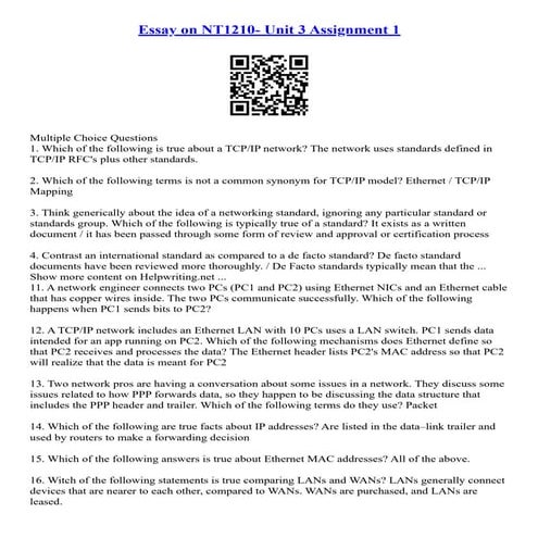 Essay On NT1210- Unit 3 Assignment 1 | PDF