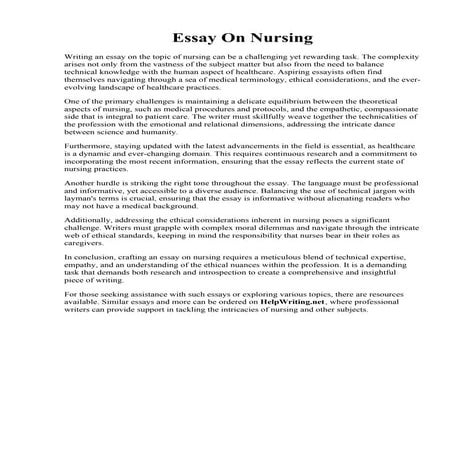 Essay On Nursing. Introduction to Nursing Essay Professional Ethics ...