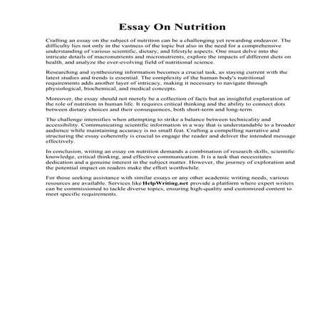 Essay On Nutrition | PDF