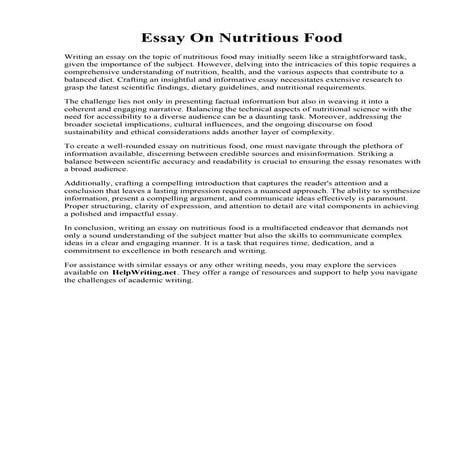 Essay On Nutritious Food. A healthy eating essay sample and ...