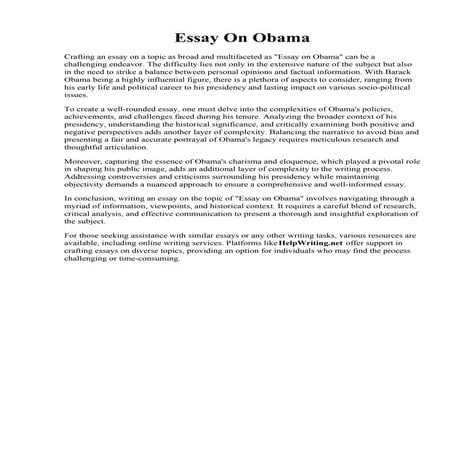 Essay On Obama | PDF