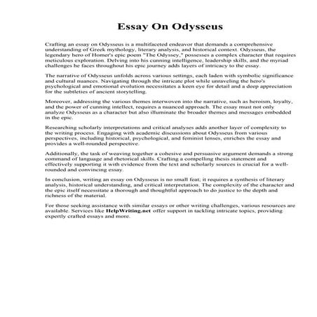 Essay On Odysseus. Central Texas College | PDF