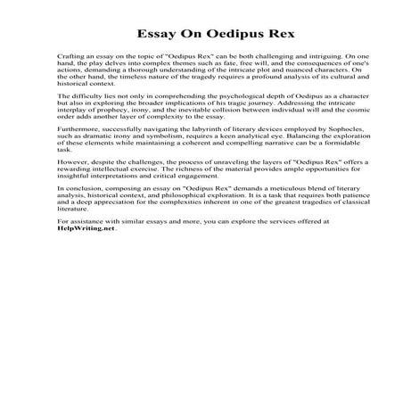 Oedipus Rex Essay Topics. Edison State Community College | PDF