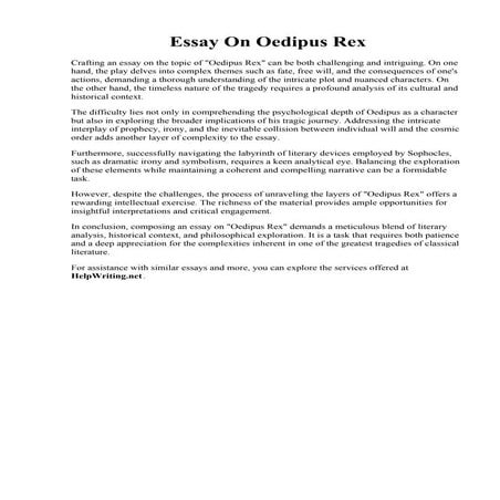 Essay On Oedipus Rex. Oedipus Rex Oedipus Theban Mythology | PDF | Ear ...