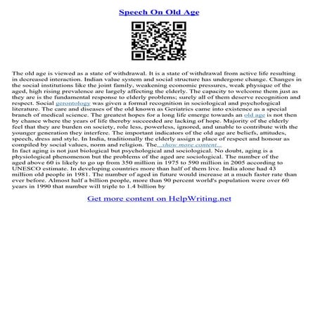 Essay On Old Age Homes | PDF