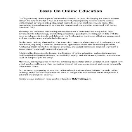 Compare And Contrast Essay Online Classes Vs Traditional | PDF