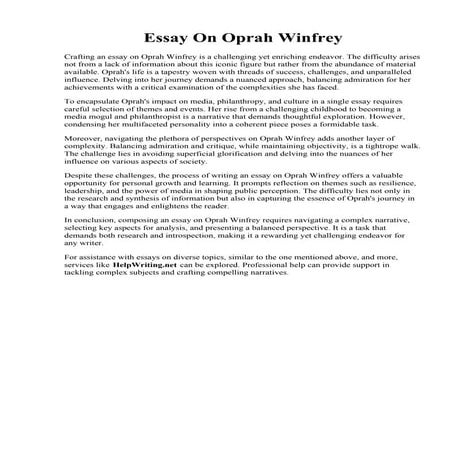 Essay On Oprah Winfrey | PDF