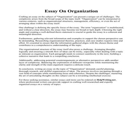 Essay On Organization | PDF