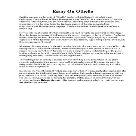 Essay On Othello | PDF
