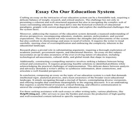 Essay On Our Education System | PDF