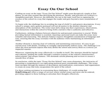 Essay On Our School.pdf | Educational Assessment | Education