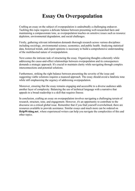 Overpopulation Essays | PDF