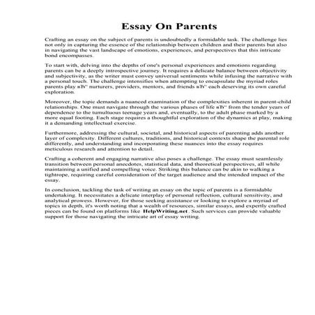 Essay On Parents | PDF