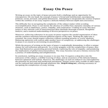 Essay On Peace. University of North Carolina at Pembroke | PDF