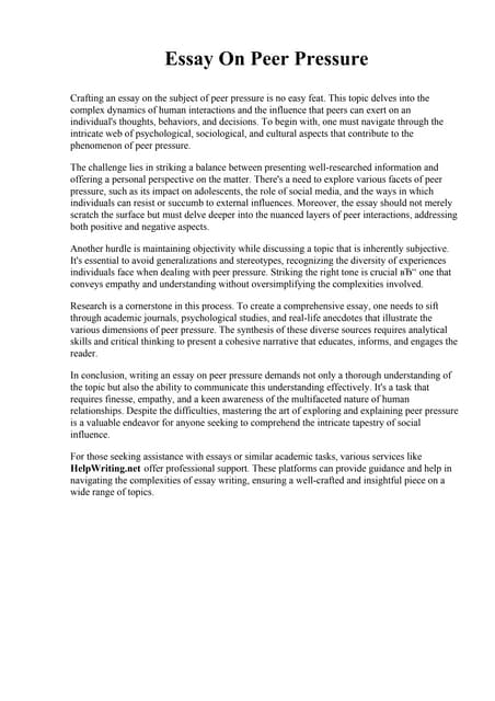 Peer Pressure Essay.pdf | Education