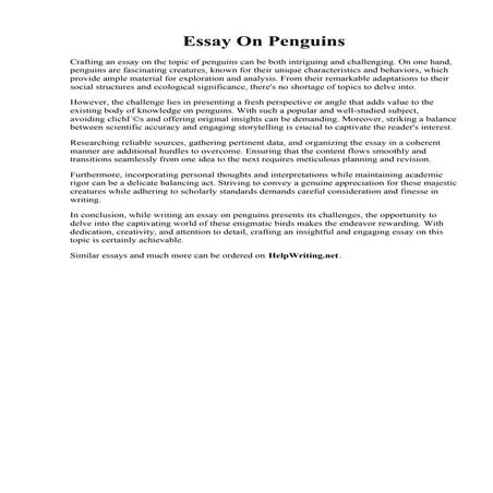 Essay On Penguins | PDF | Pets