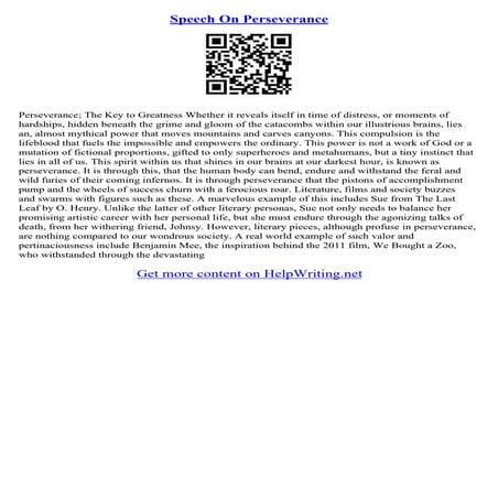 Essay On Perseverance | PDF