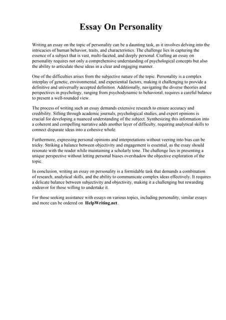 Personality Traits Essay. Allen University | PDF