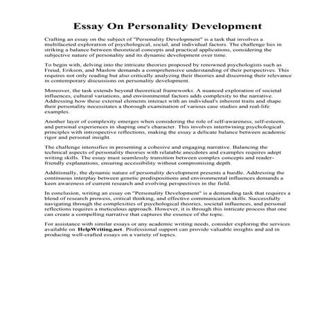 Essay On Personality Development. . Personality development, the ...