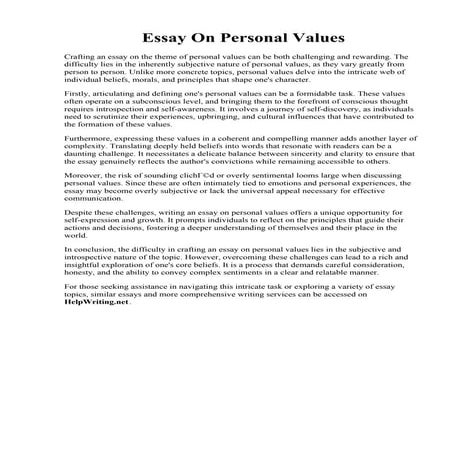 Essay On Personal Values | PDF