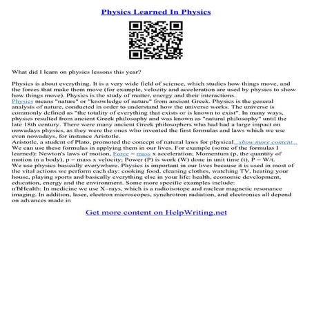 Essay On Physics | PDF