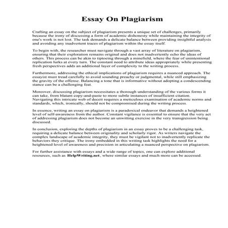 Essay On Plagiarism.pdfEssay On Plagiarism | PDF