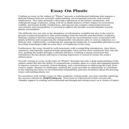 Essay On Plastic | PDF