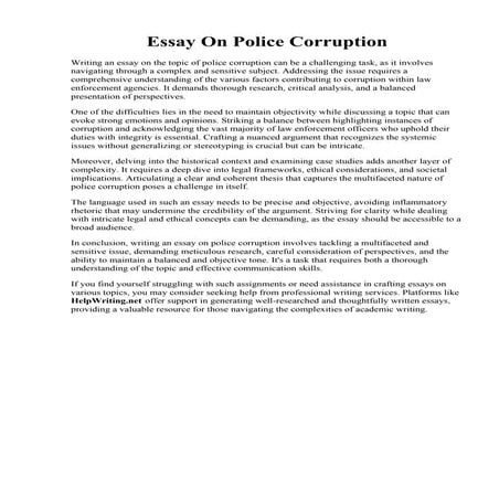 Essay On Police Corruption | PDF