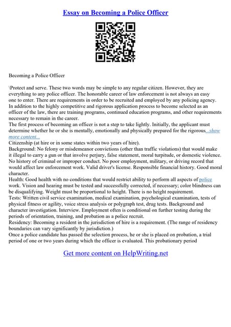 The Role Of Police Essay | PDF