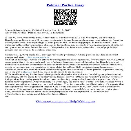 Essay On Political Parties | PDF
