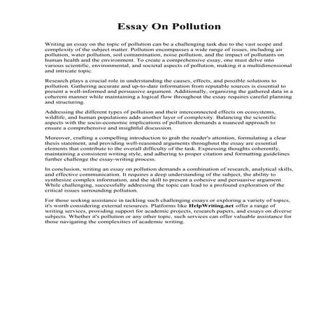 Essay On Pollution. Philander Smith College | PDF