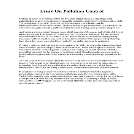 Essay On Pollution Control. Cuesta College | PDF