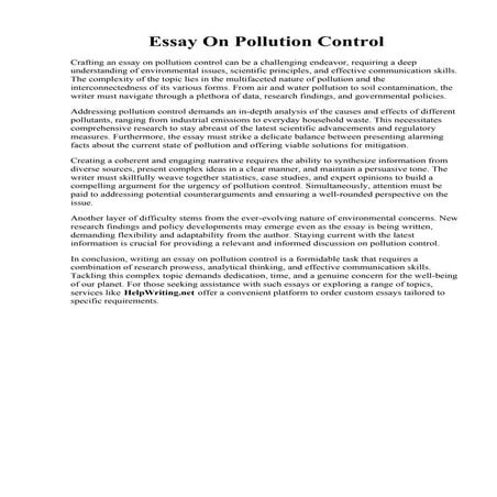 Essay On Pollution Control | PDF