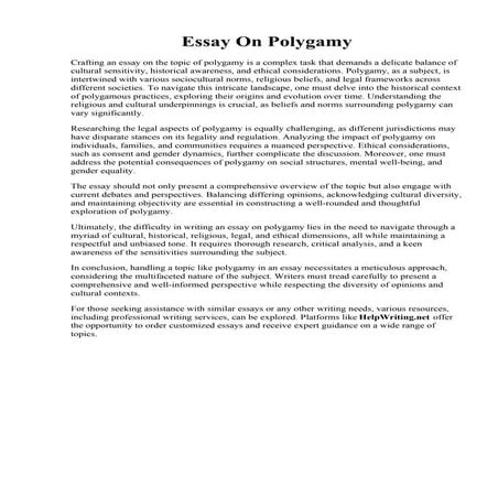 Essay On Polygamy. The history of mormon polygamy essay sample | PDF