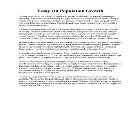 Essay On Population Growth | PDF