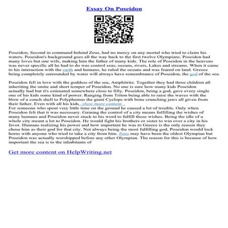 Essay On Poseidon | PDF