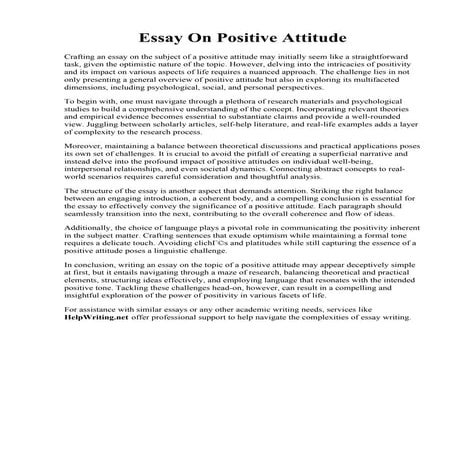 Essay On Positive Attitude. Positive Lifestyle and Positive Attitude ...