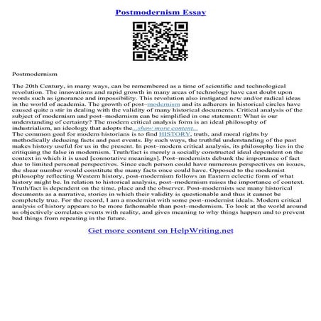 Essay On Postmodernism | PDF
