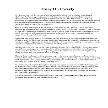 Essay On Poverty.pdf | Debated Sensitive Social Issues | Sensitive Topics