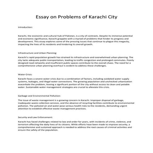 Essay on Problems of Karachi City.pdf