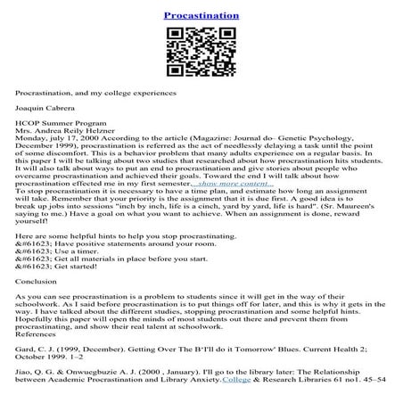 Essay On Procrastination | PDF
