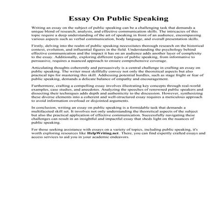Essay On Public Speaking. Reflective speaking. Reflection Of Public ...