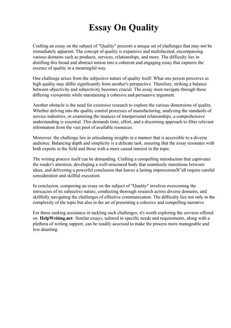 Quality Of Life Essay | PDF