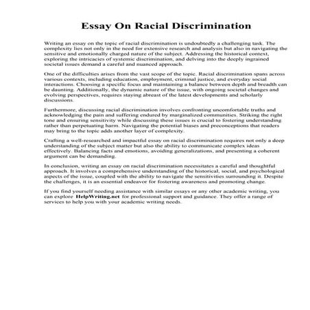 Essay On Racial Discrimination | PDF
