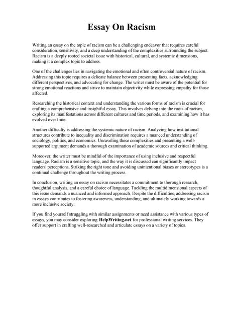 What Is Racism Essay.pdf | Debated Sensitive Social Issues | Sensitive ...