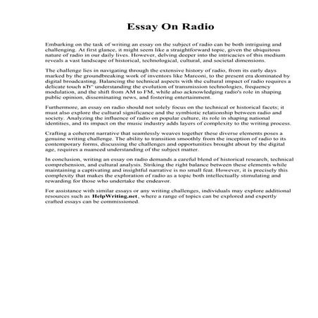 Essay On The Television. University of Wisconsin-Parkside | PDF