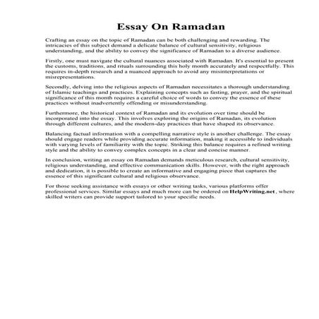 Essay On Ramadan. Essay on ramadan for kids. Ramadan. 2019-02-15 | PDF