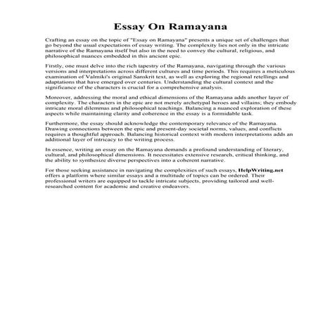 Essay On Ramayana | PDF